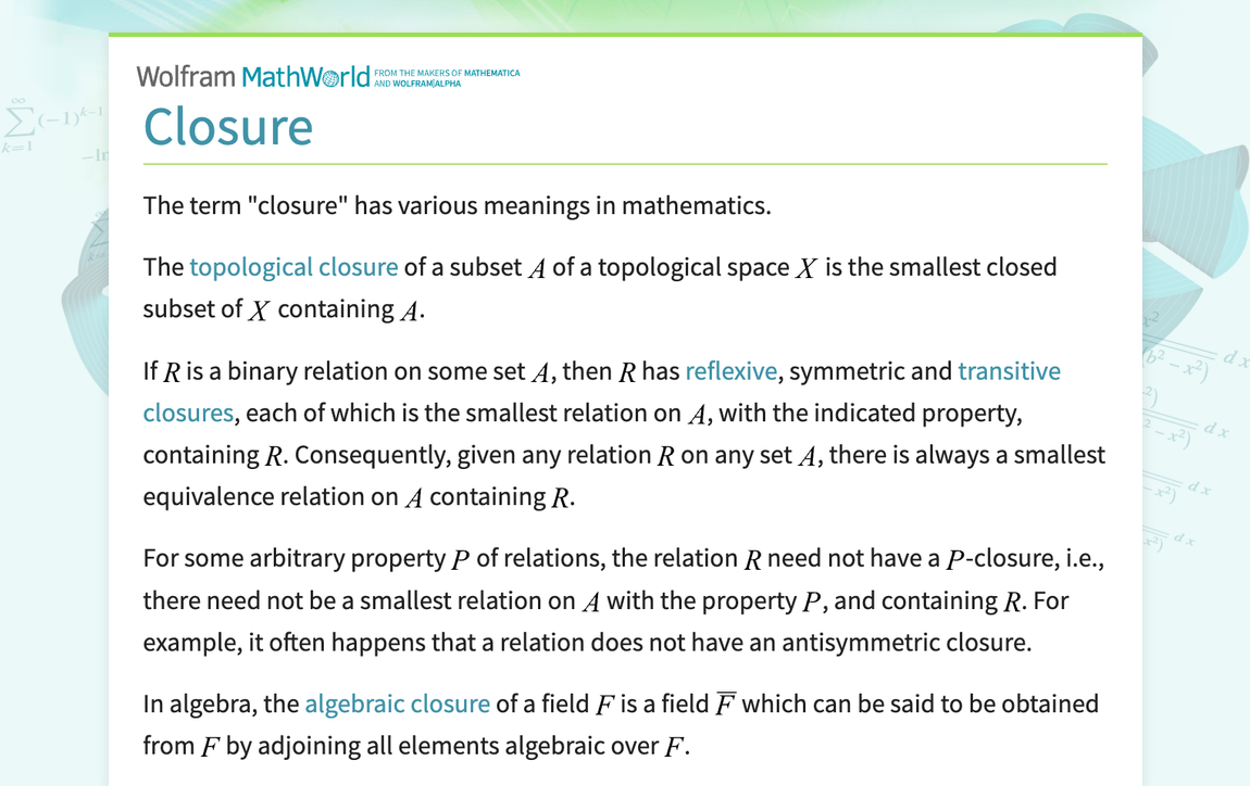 Closure -- from Wolfram MathWorld