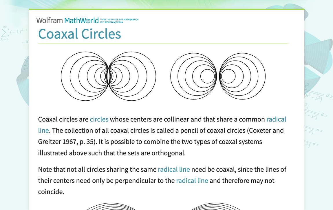 Coaxal Circles -- from Wolfram MathWorld
