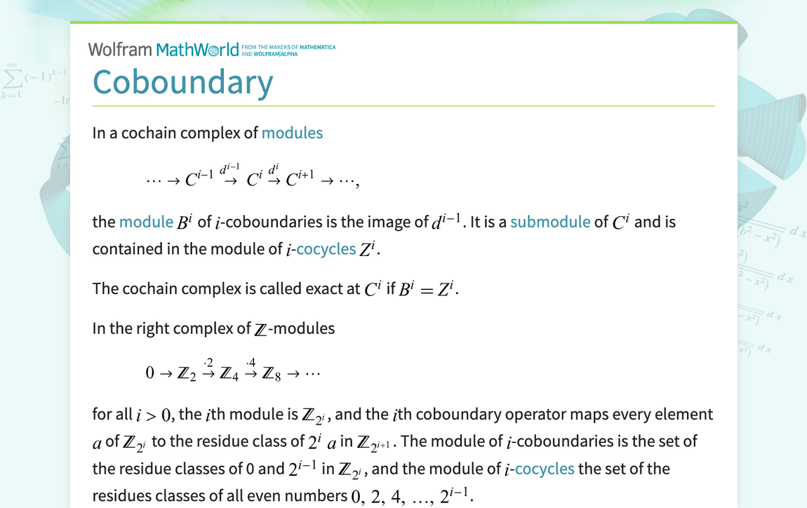 Coboundary -- from Wolfram MathWorld