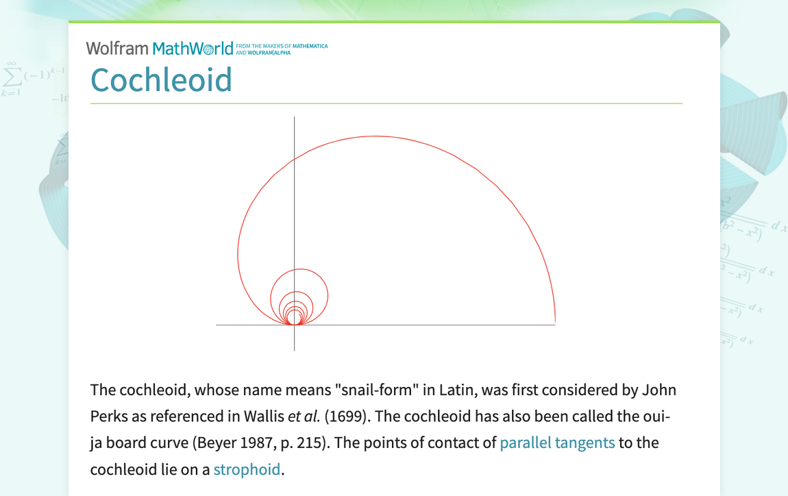 Cochleoid -- from Wolfram MathWorld