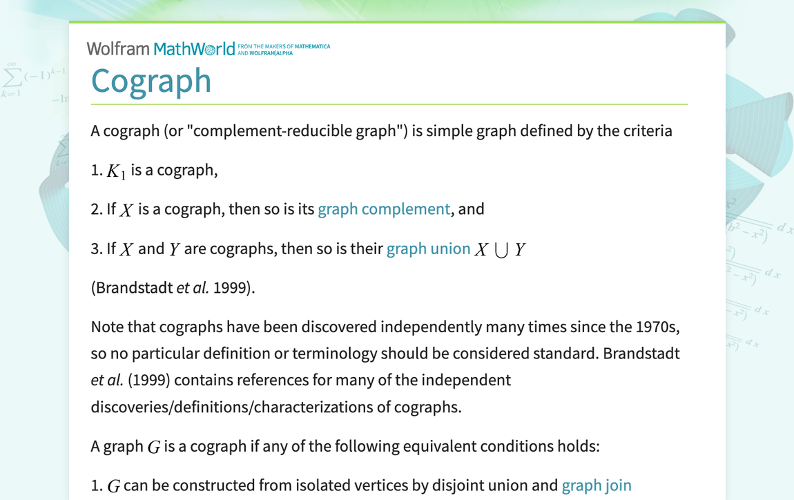 Cograph -- from Wolfram MathWorld