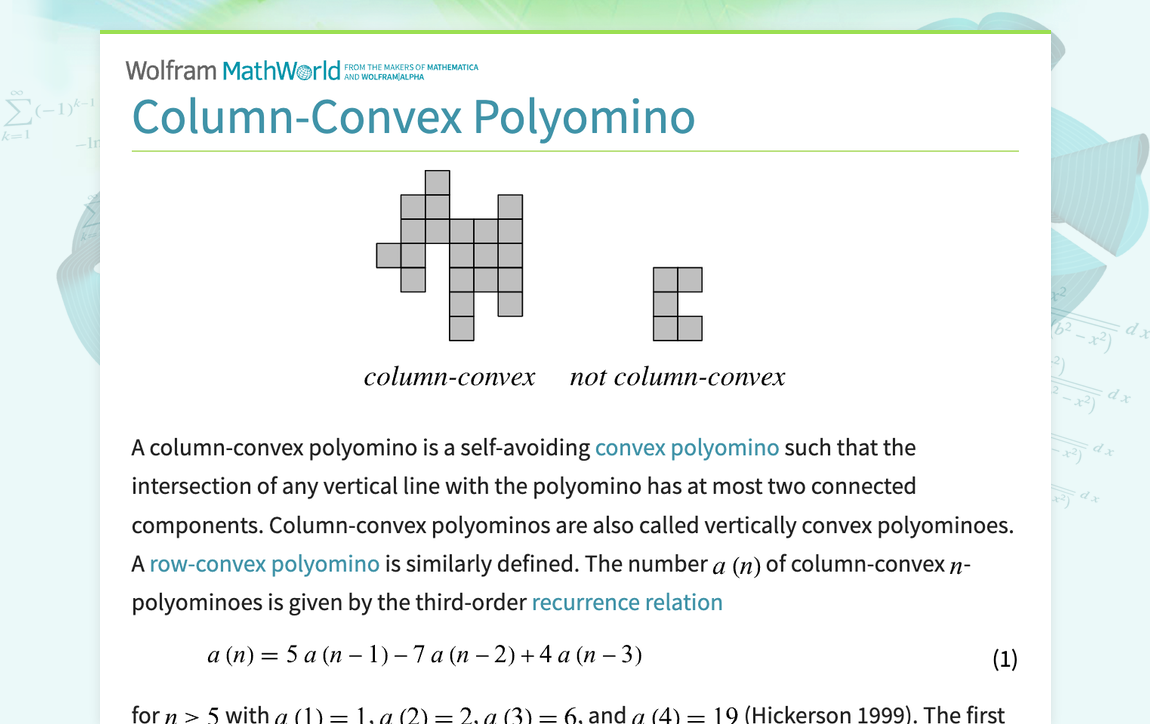 Column-Convex Polyomino -- from Wolfram MathWorld