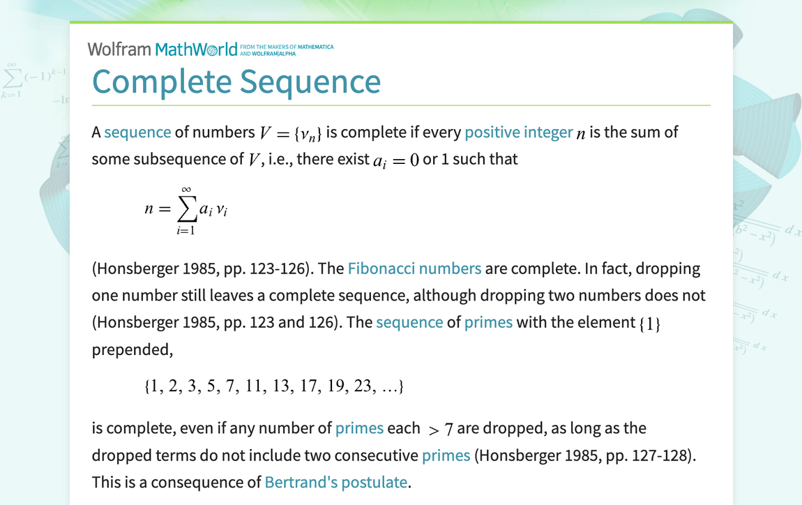 Complete Sequence -- from Wolfram MathWorld