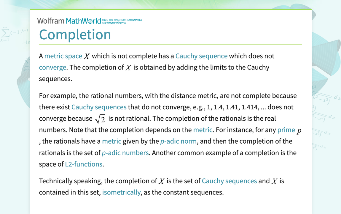 Completion -- from Wolfram MathWorld