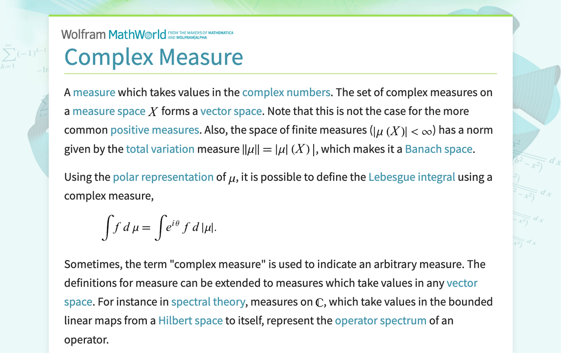 Complex Measure -- from Wolfram MathWorld