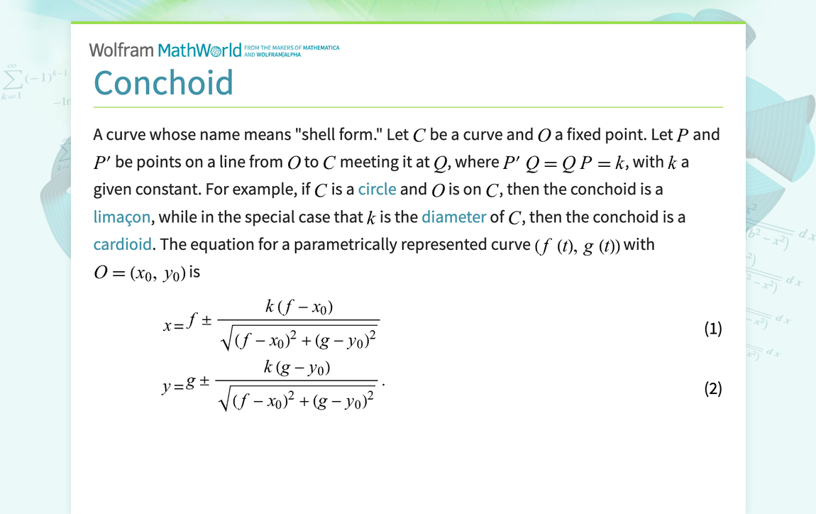 Conchoid -- from Wolfram MathWorld