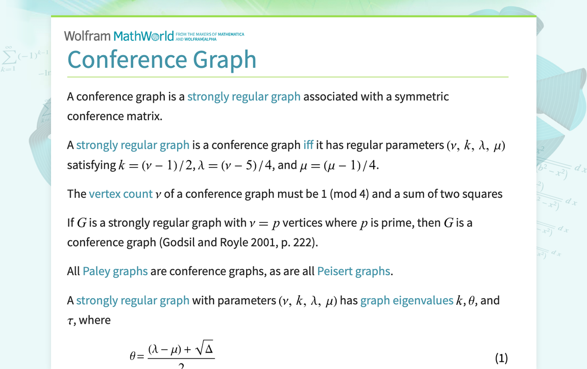 Conference Graph -- from Wolfram MathWorld