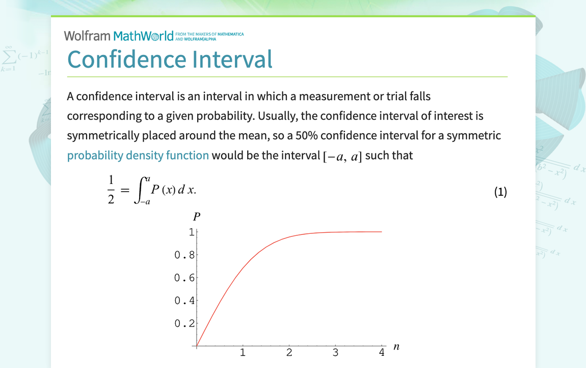 Confidence Interval -- from Wolfram MathWorld