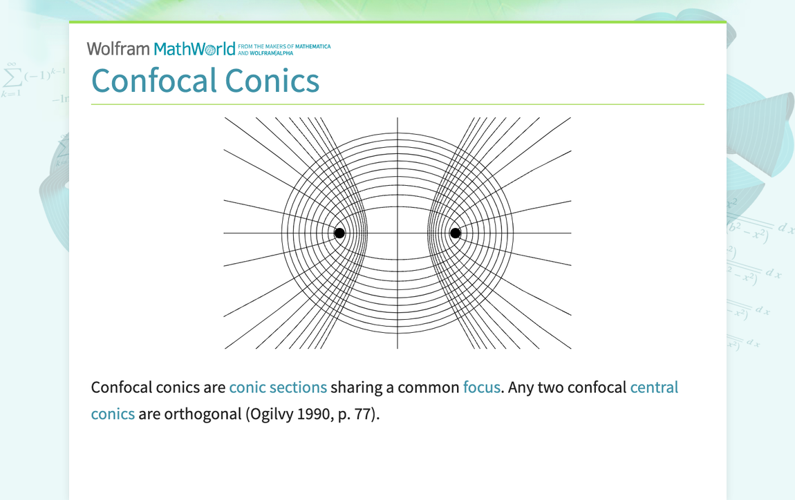 Confocal Conics -- from Wolfram MathWorld