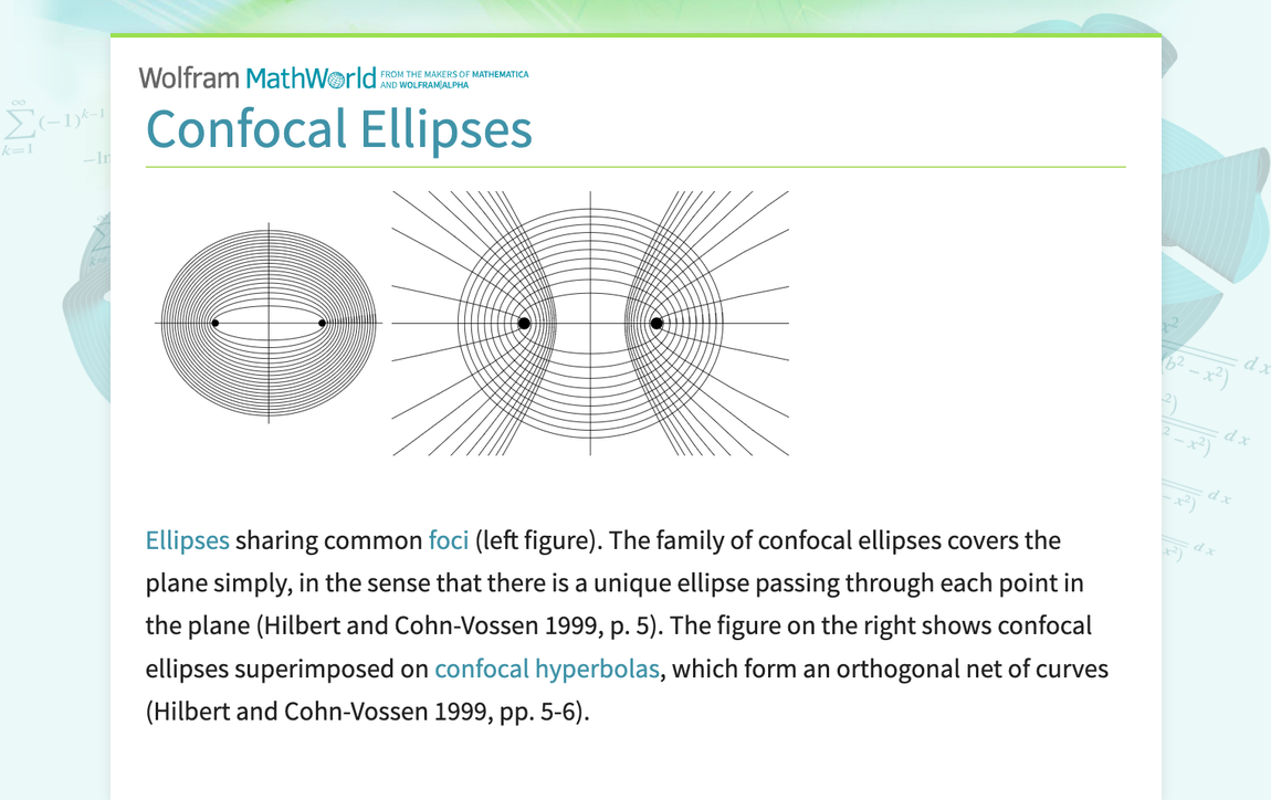 Confocal Ellipses -- from Wolfram MathWorld