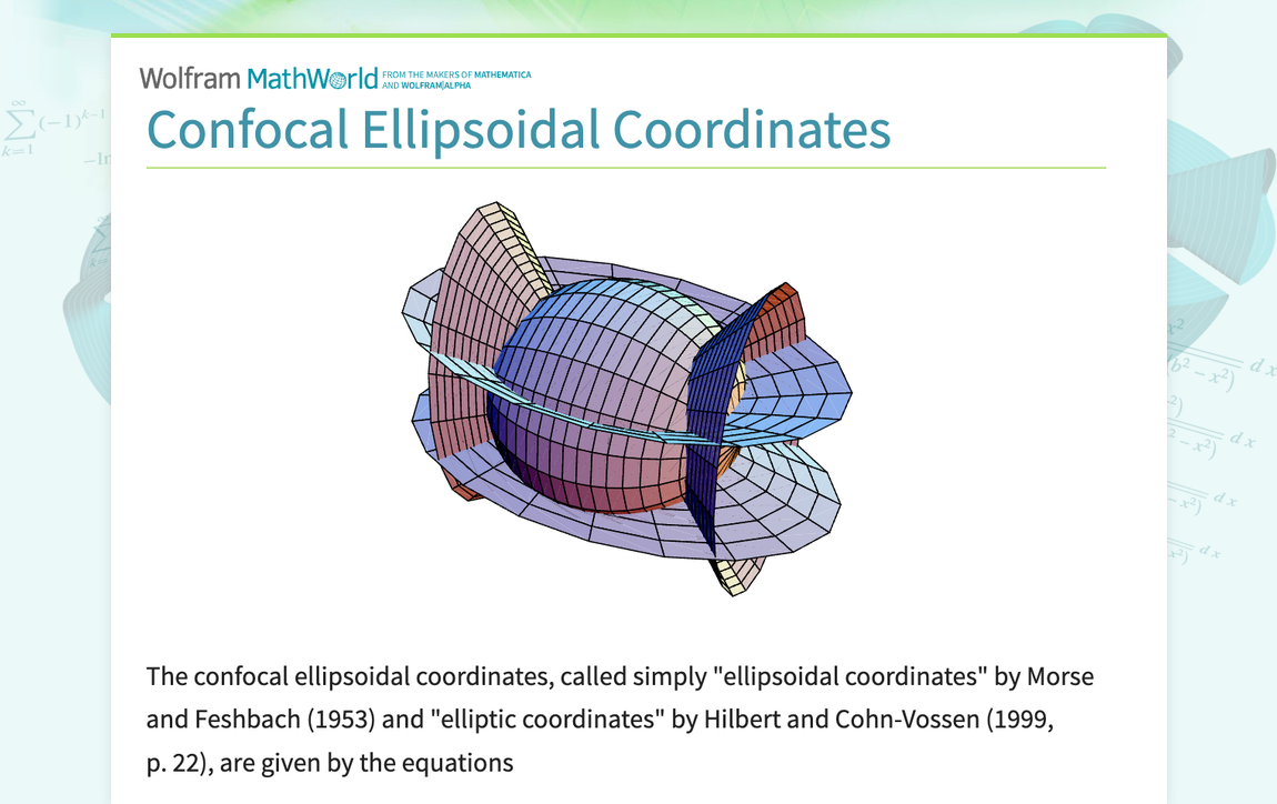 Confocal Ellipsoidal Coordinates From Wolfram Mathworld