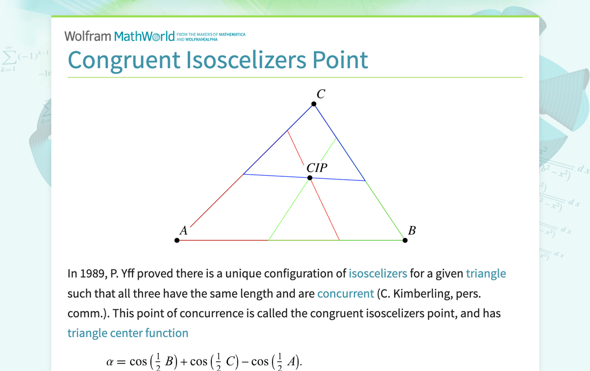 Congruent Isoscelizers Point -- from Wolfram MathWorld