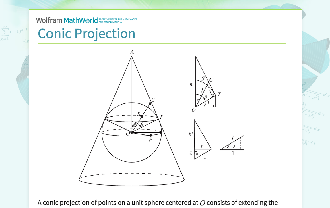 Conic Projection -- from Wolfram MathWorld