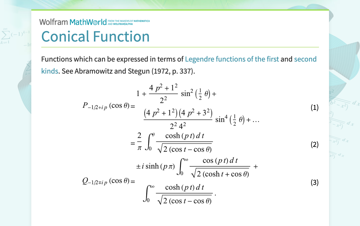 Conical Function -- from Wolfram MathWorld