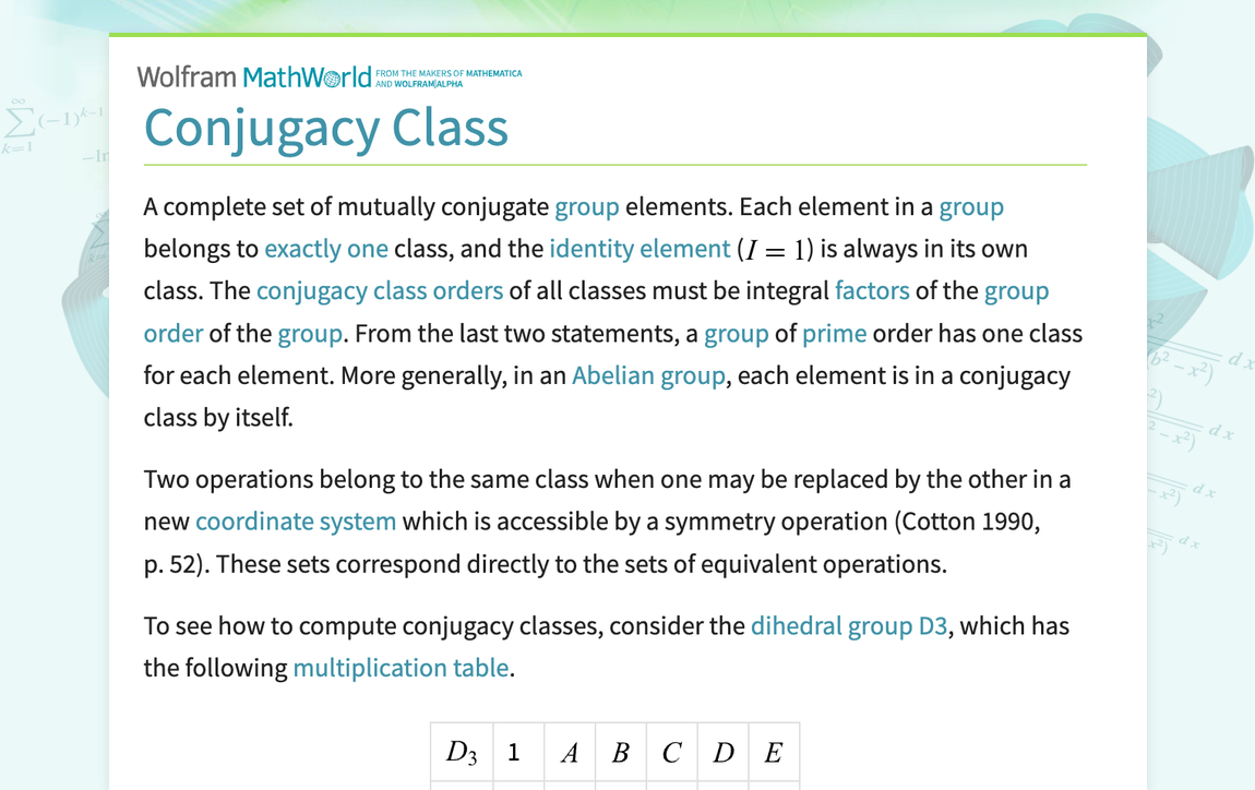 Conjugacy Class -- from Wolfram MathWorld