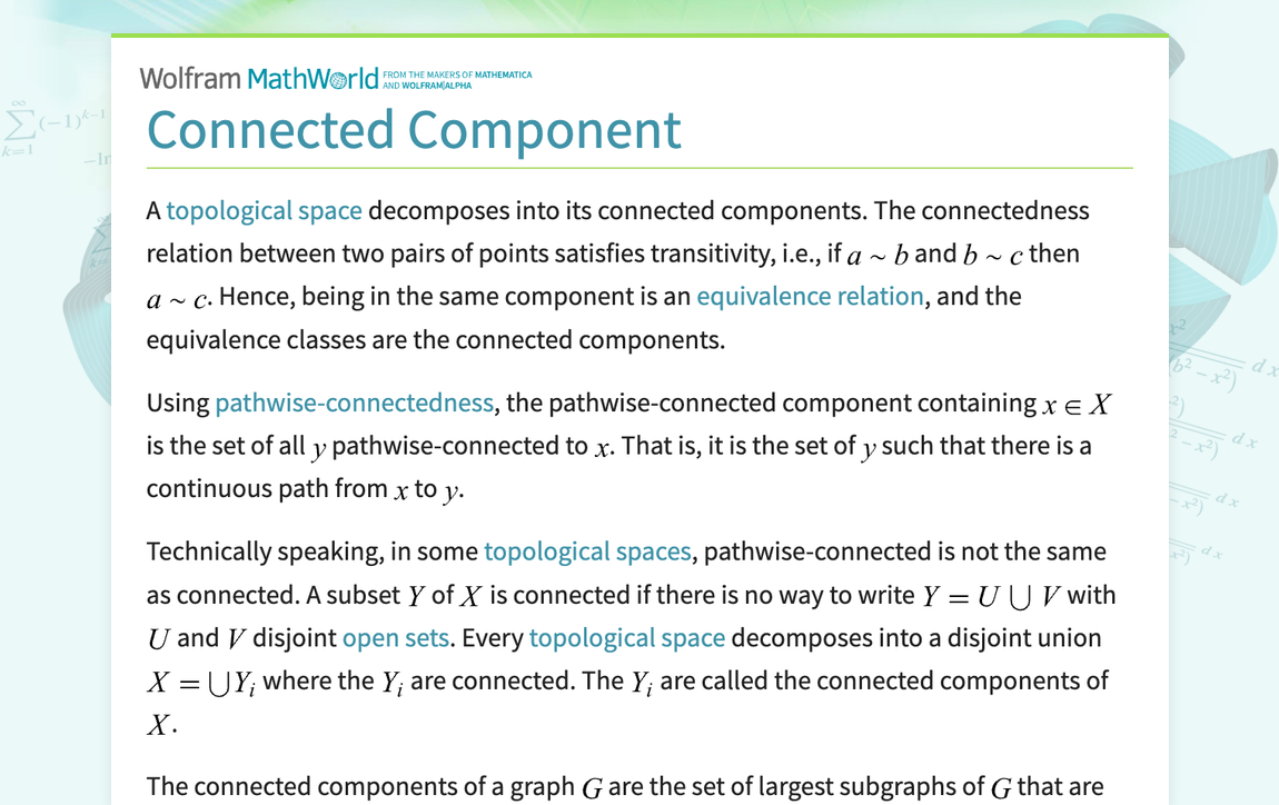 Connected Component -- from Wolfram MathWorld