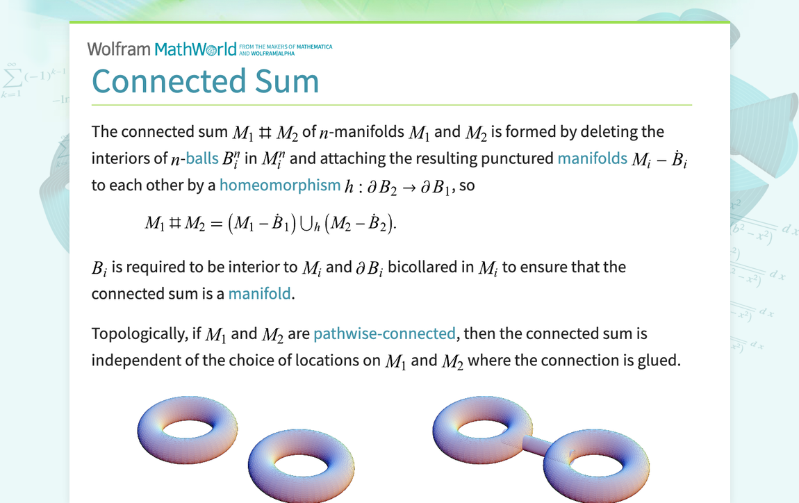 Connected Sum From Wolfram Mathworld 3915