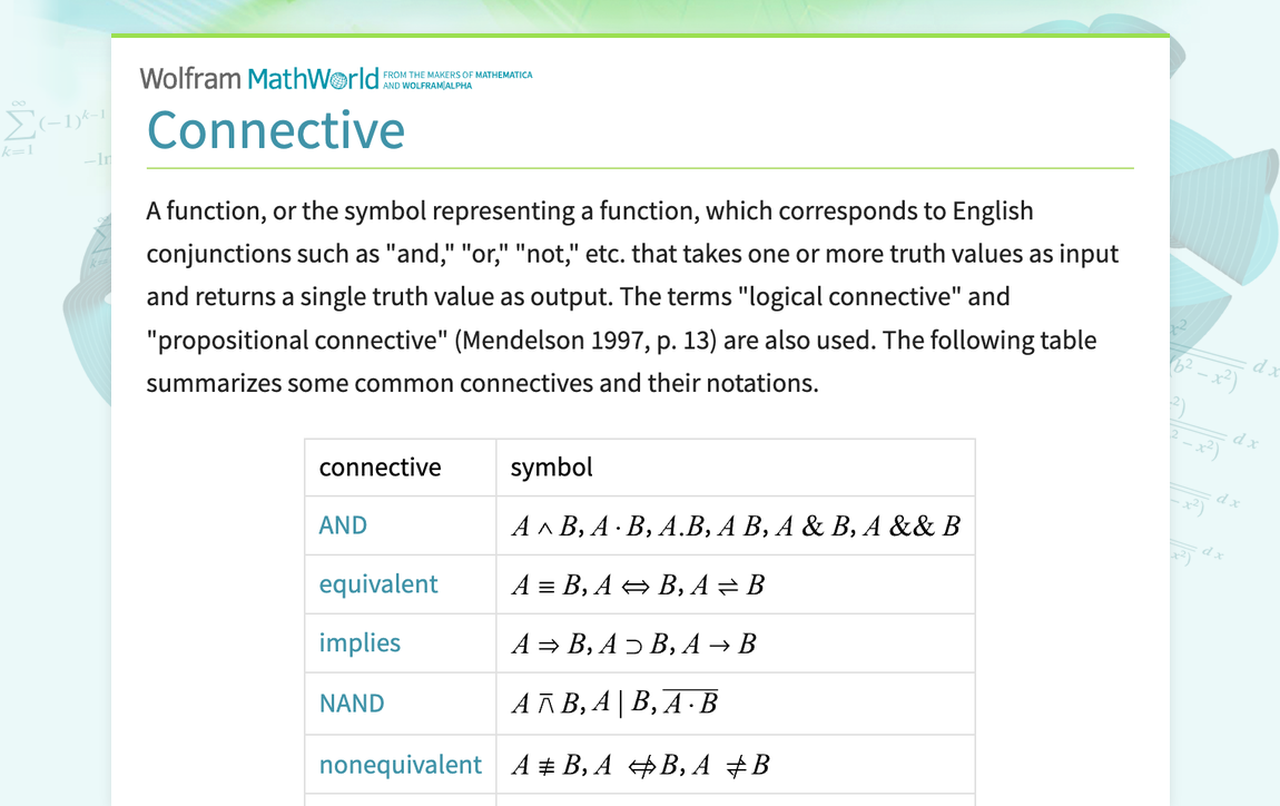 Connective -- from Wolfram MathWorld