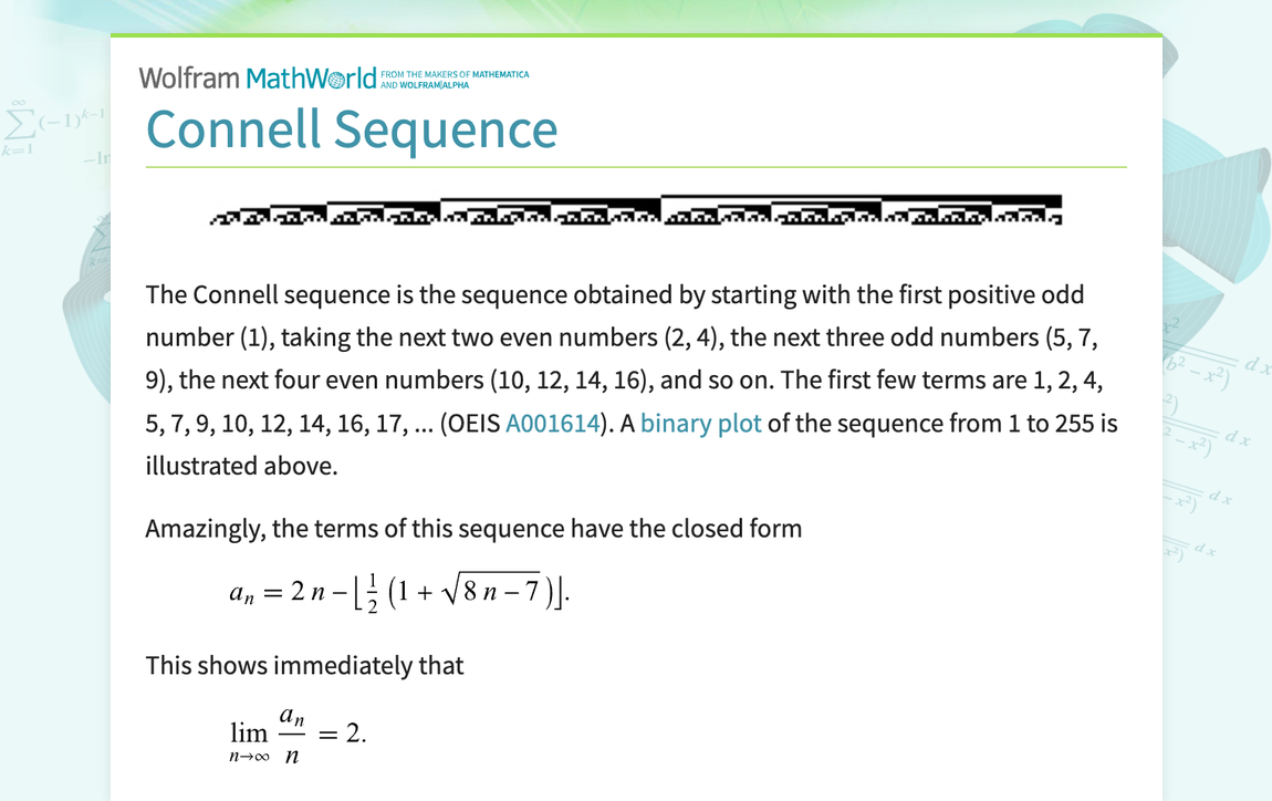 Connell Sequence -- from Wolfram MathWorld
