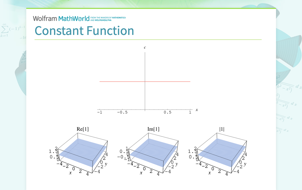 Constant Function -- from Wolfram MathWorld
