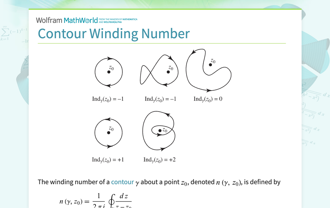 Contour Winding Number -- from Wolfram MathWorld