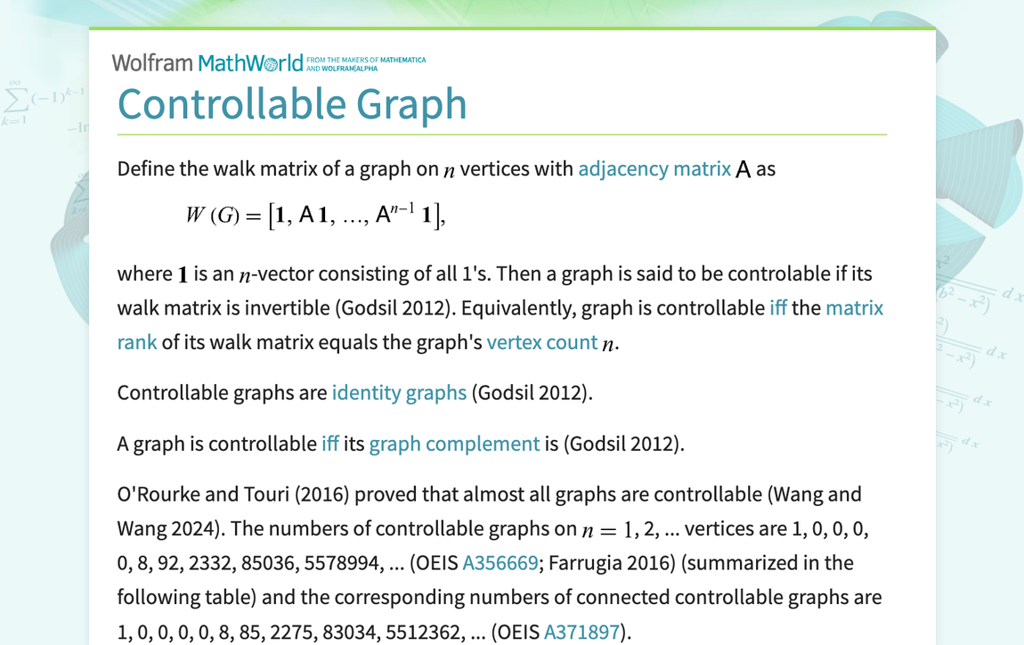 Controllable Graph -- from Wolfram MathWorld