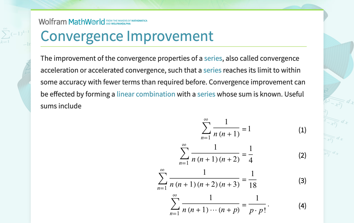 Convergence Improvement -- from Wolfram MathWorld