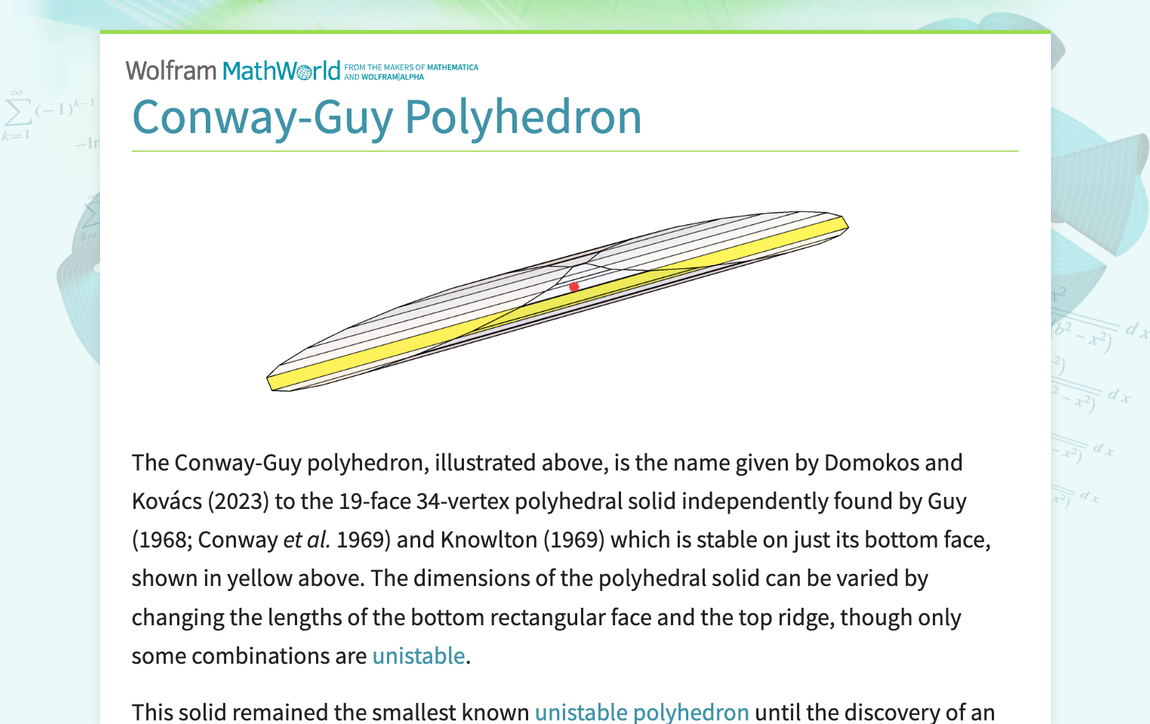 Conway-Guy Polyhedron -- from Wolfram MathWorld