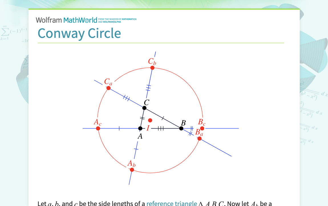 Conway Circle -- from Wolfram MathWorld