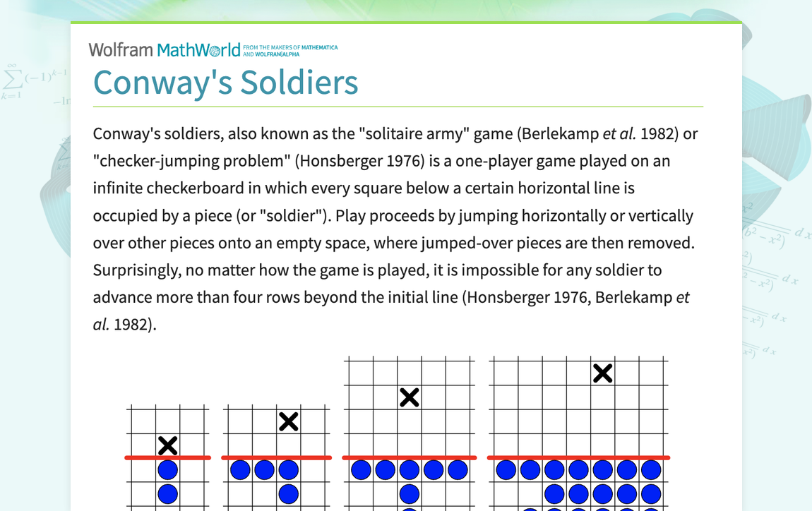 Conway's Soldiers -- from Wolfram MathWorld