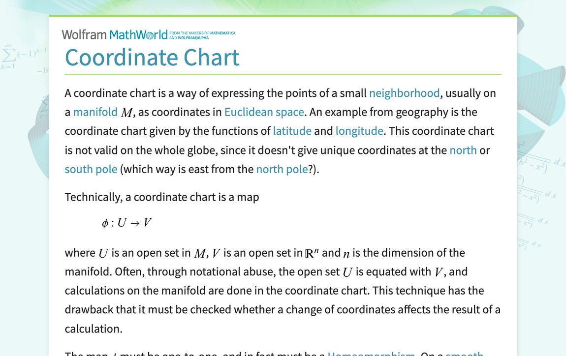 Coordinate Chart -- from Wolfram MathWorld