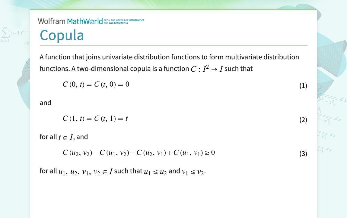 Copula -- from Wolfram MathWorld