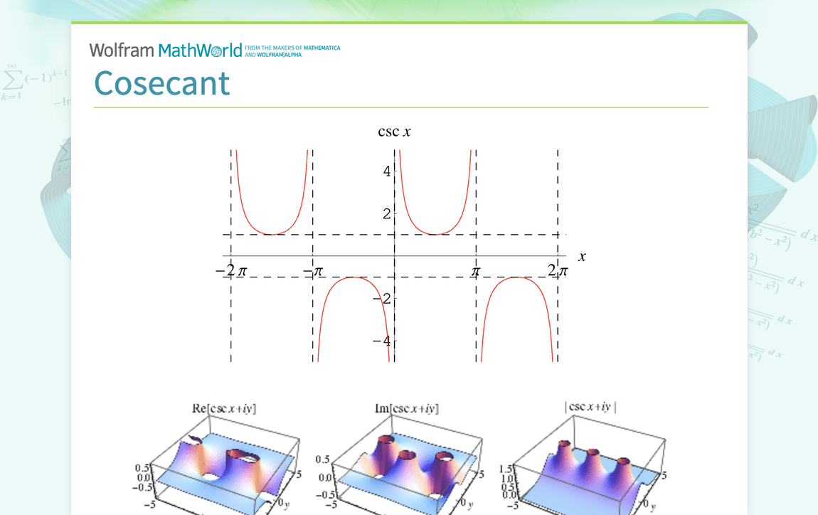 Cosecant -- from Wolfram MathWorld