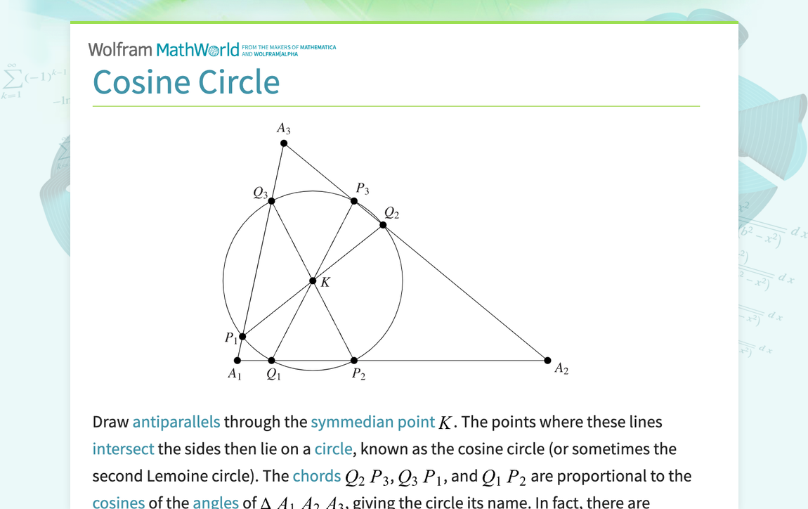 Cosine Circle -- from Wolfram MathWorld