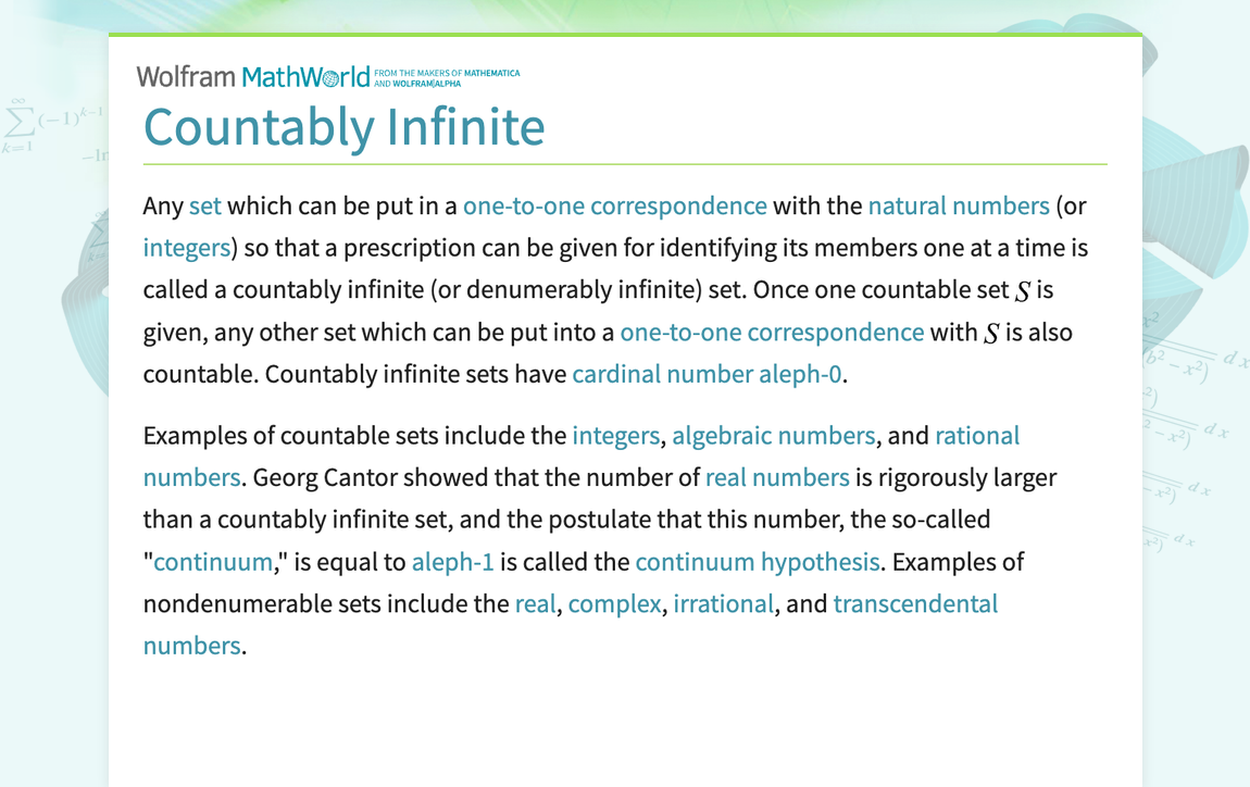 Countably Infinite -- from Wolfram MathWorld