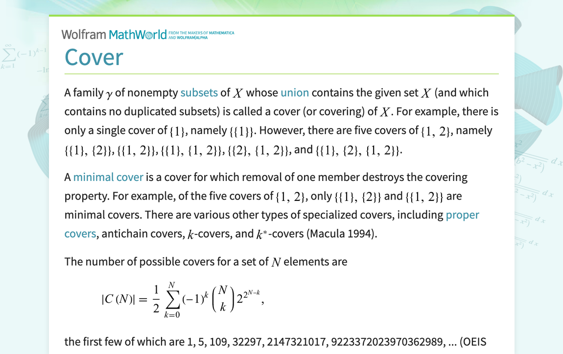 Cover -- from Wolfram MathWorld