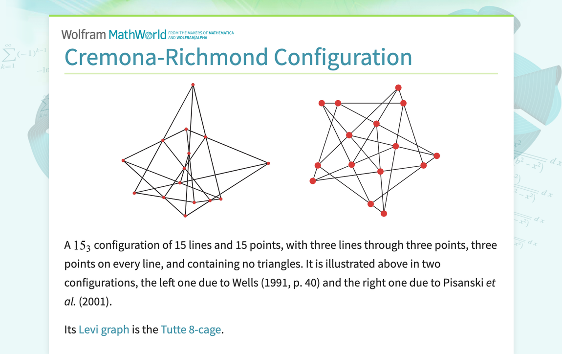 Cremona-Richmond Configuration -- from Wolfram MathWorld