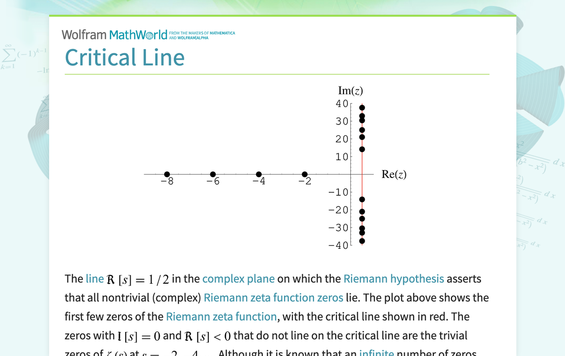 Critical Line -- from Wolfram MathWorld