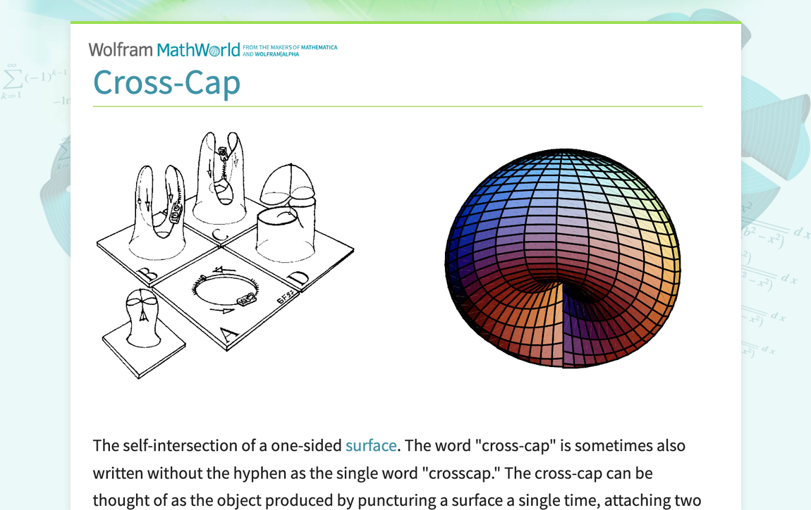 Cross-Cap -- from Wolfram MathWorld