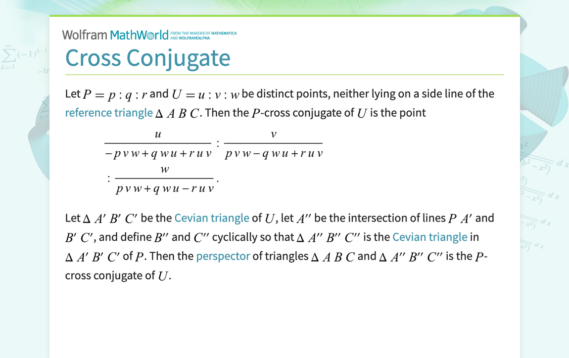 Cross Conjugate -- from Wolfram MathWorld