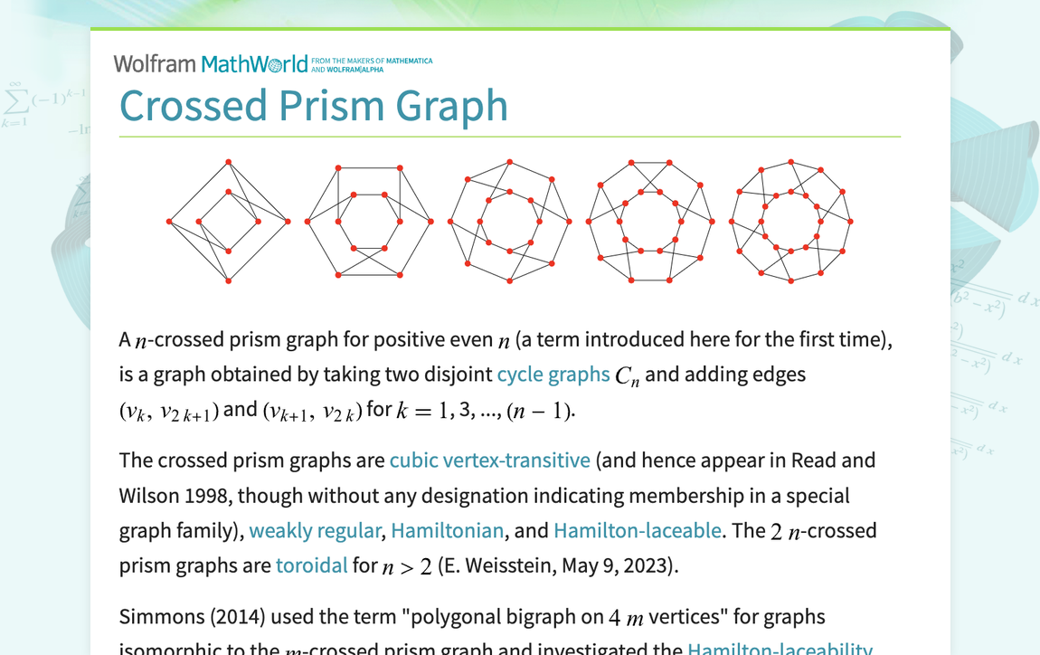 Crossed Prism Graph -- from Wolfram MathWorld