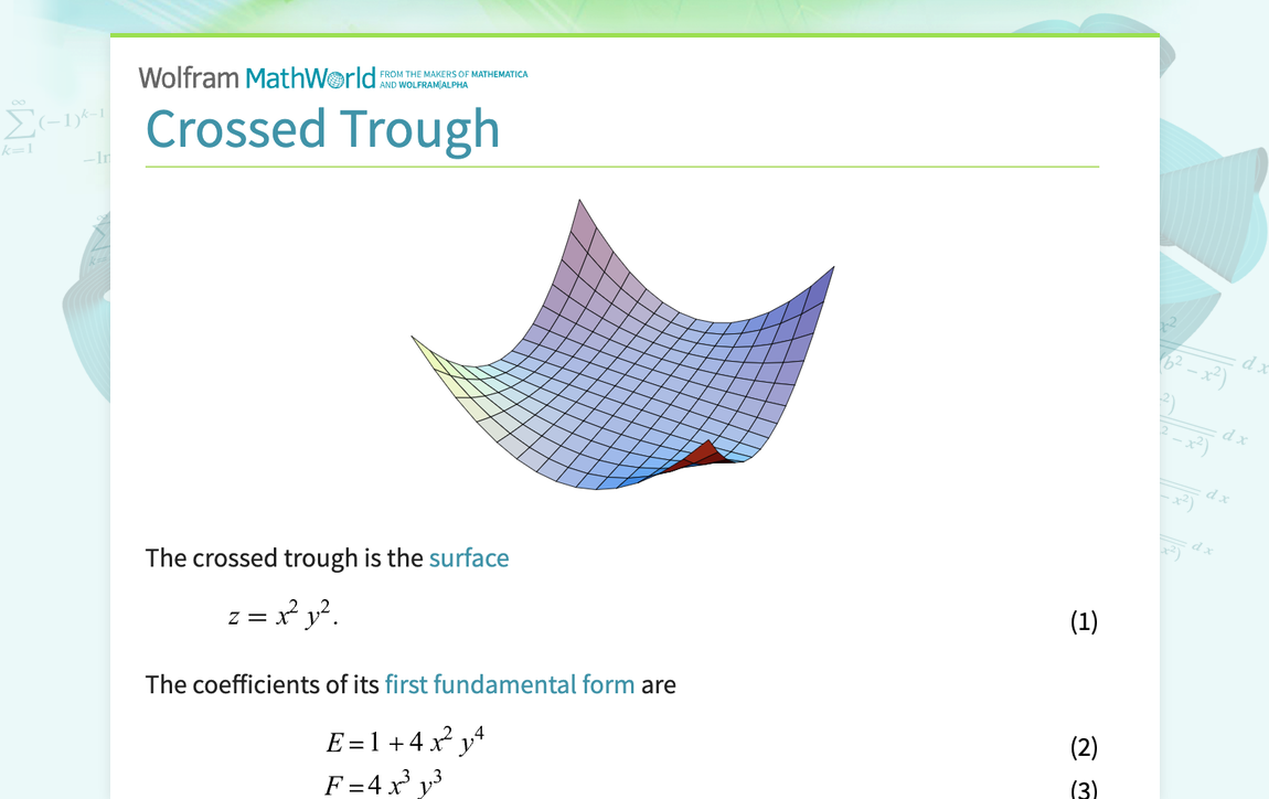 Crossed Trough -- from Wolfram MathWorld