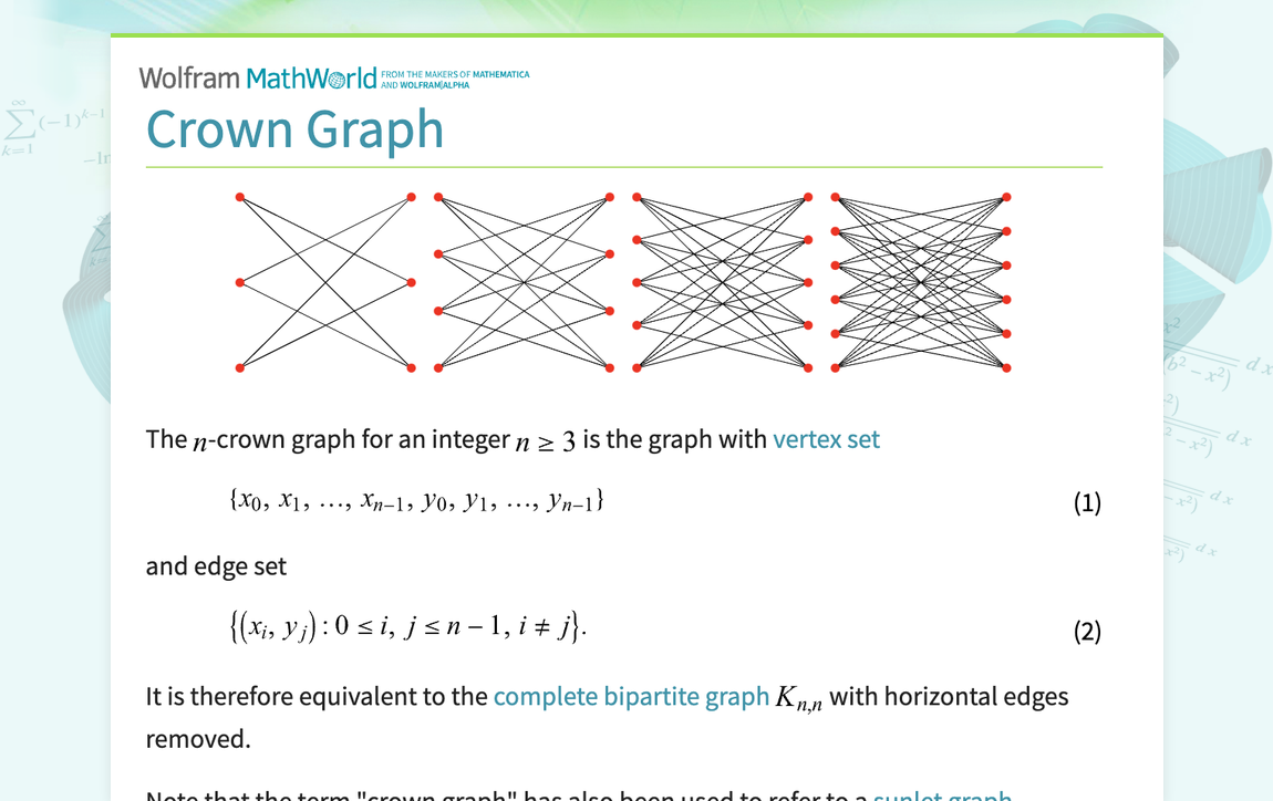 Crown Graph -- from Wolfram MathWorld