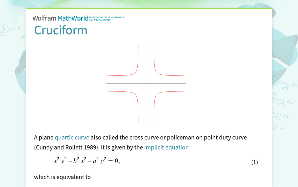 Cruciform -- from Wolfram MathWorld