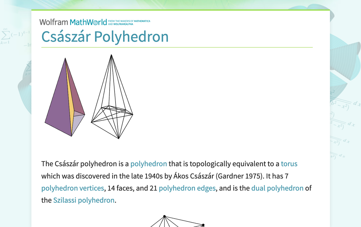 Császár Polyhedron -- from Wolfram MathWorld