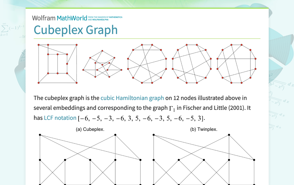 Cubeplex Graph -- from Wolfram MathWorld