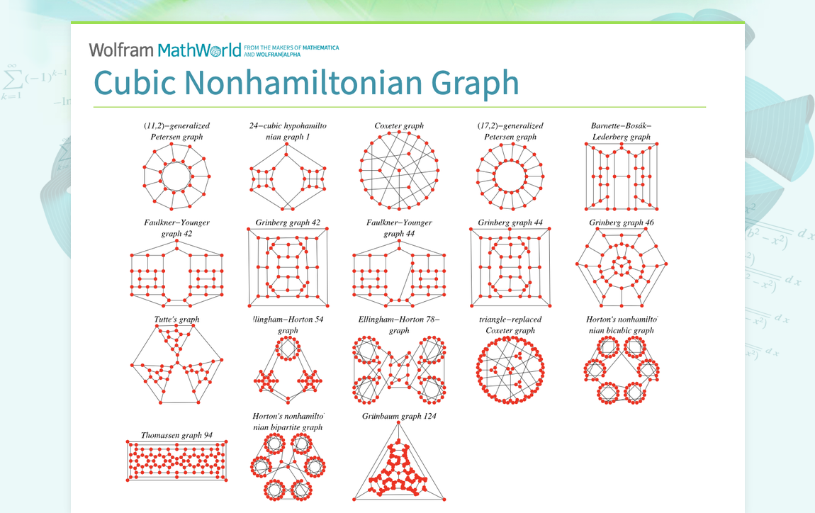 Cubic Nonhamiltonian Graph -- from Wolfram MathWorld