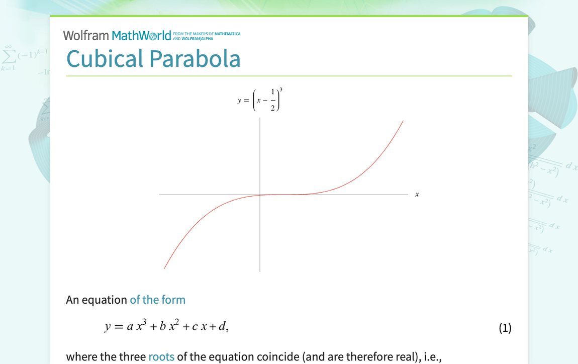 Cubical Parabola -- from Wolfram MathWorld