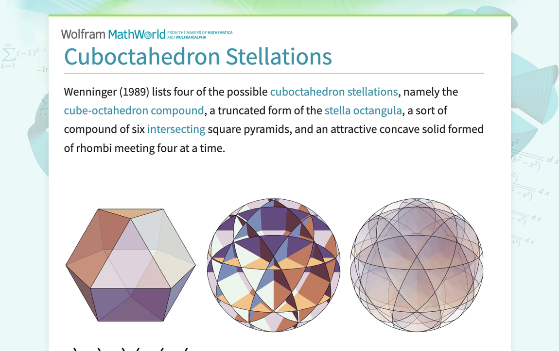 Cuboctahedron Stellations -- from Wolfram MathWorld