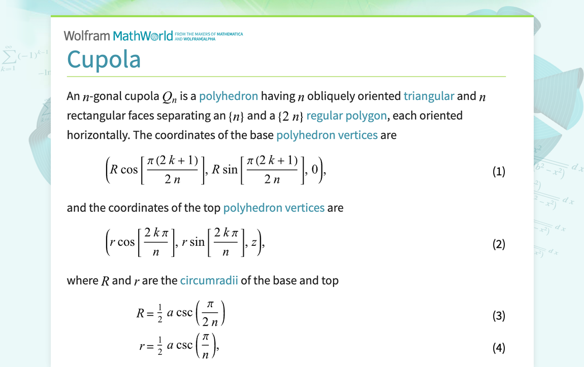 Cupola -- from Wolfram MathWorld